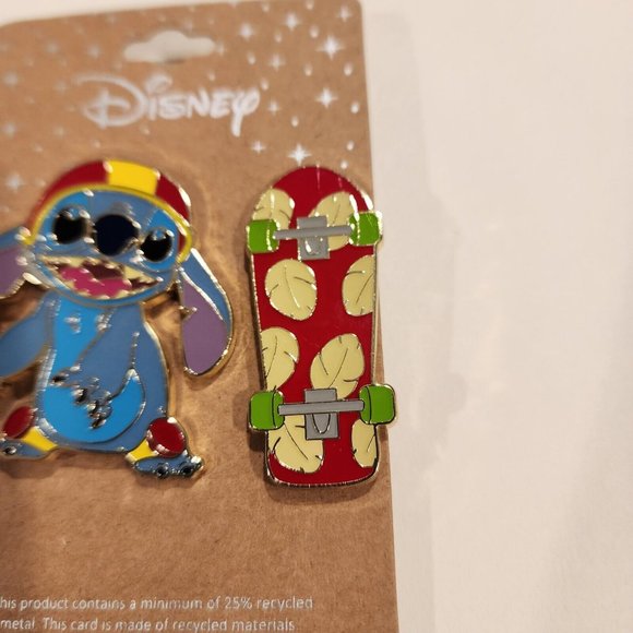 Disney | Accessories | Disney Lilo And Stitch Skateboard Enamel Pin Set ...